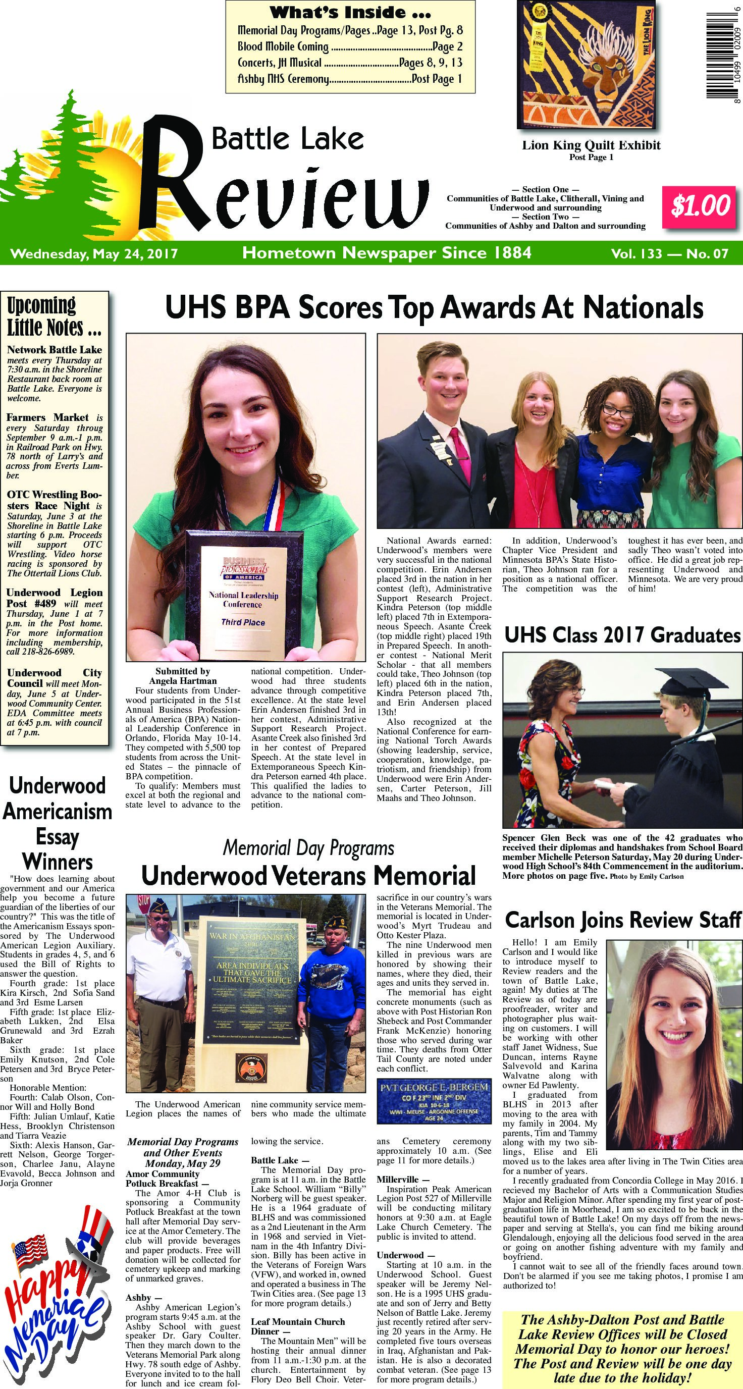 E-Edition 5-24-17 | Battle Lake Review | Battle Lake Review